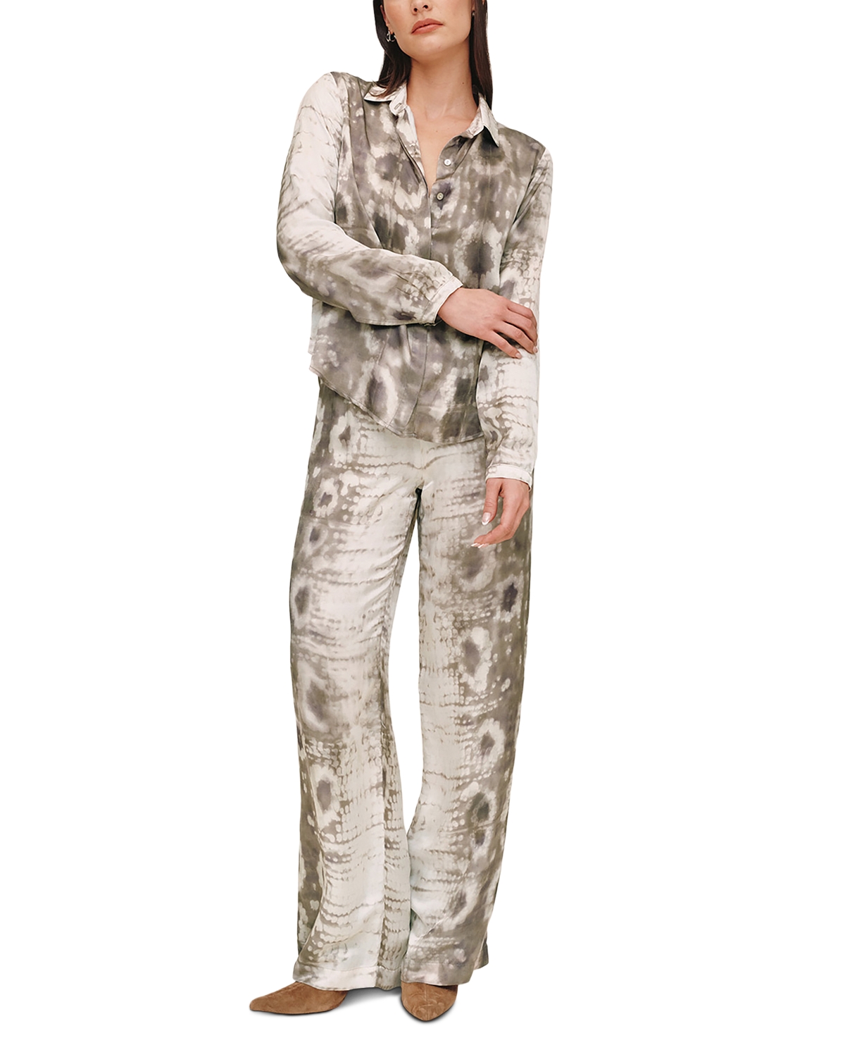 BELLA DAHL Bella Dahl Wide Leg Printed Silk Blend Pants